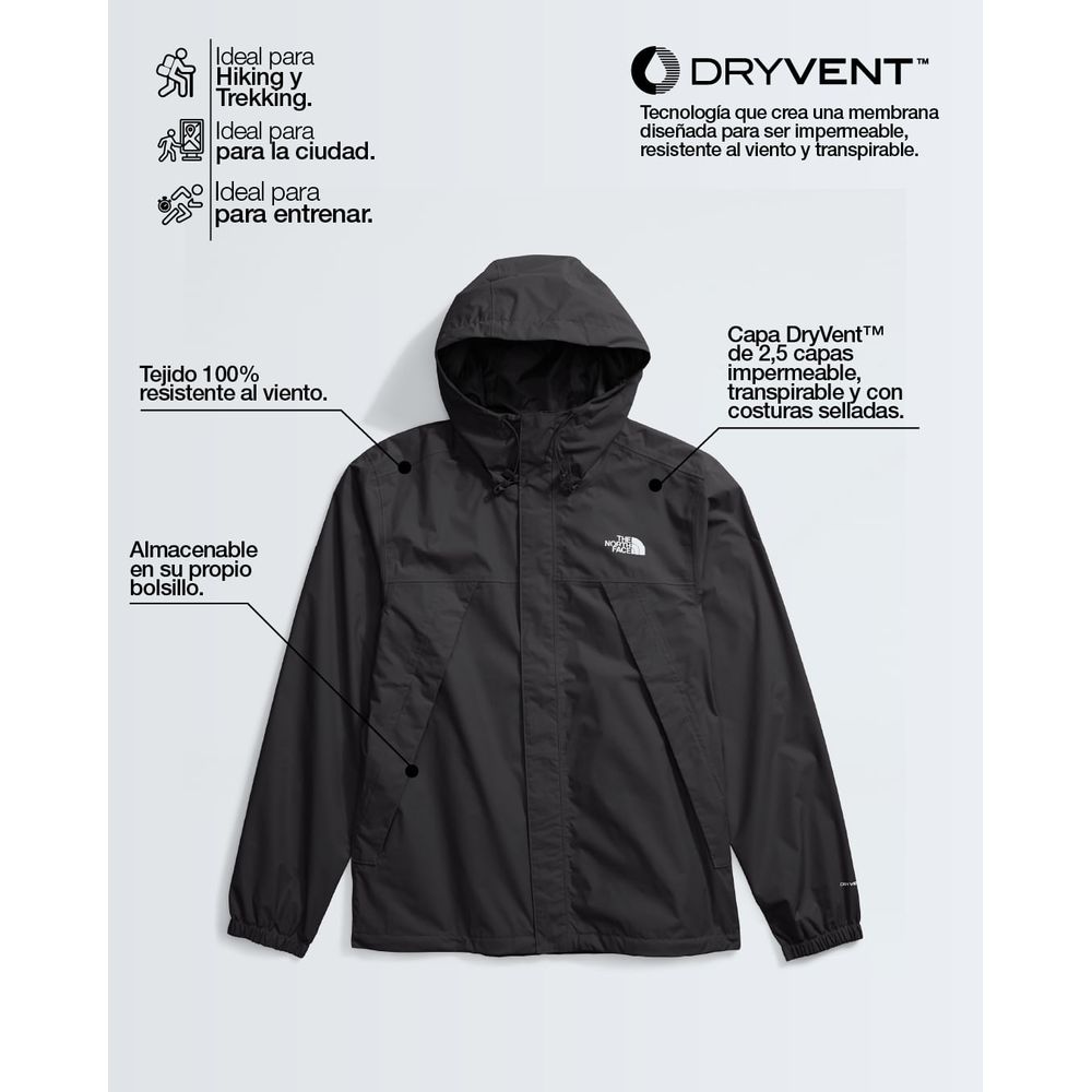 Chompa Antora Impermeable Negra Hombre The North Face - thenorthfaceec